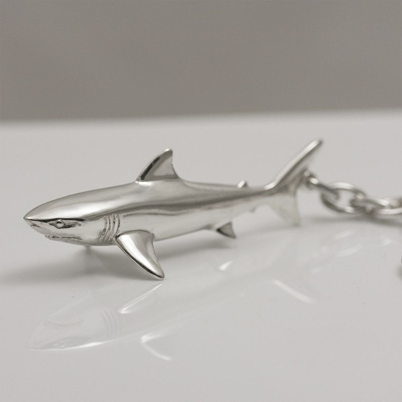 Shark Keychain Sea Animal Sterling Silver Keyring Ocean - Etsy