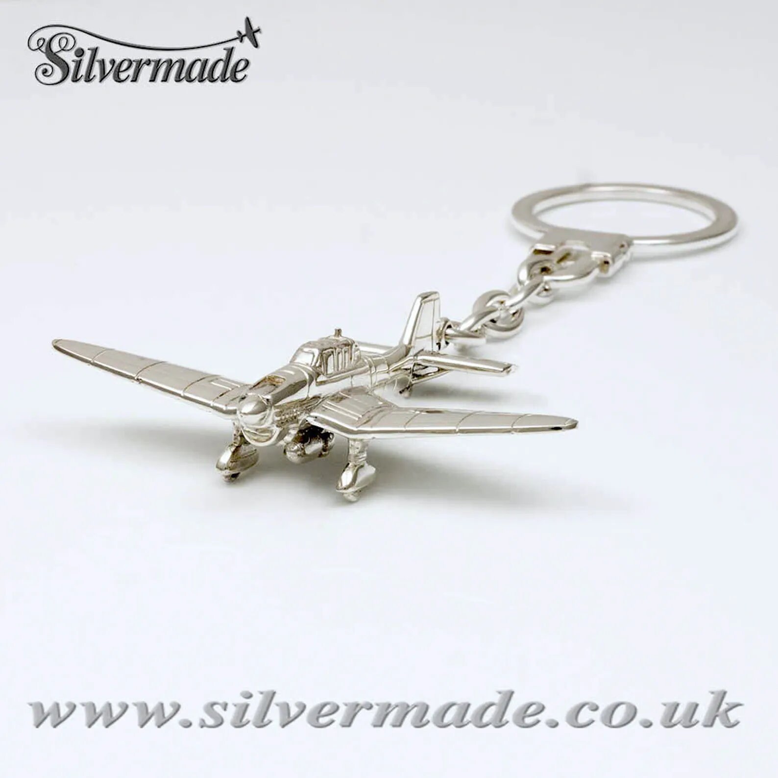 Airplane Junkers JU-87 Stuka Keychain, Sterling Silver 925 Keyring ...