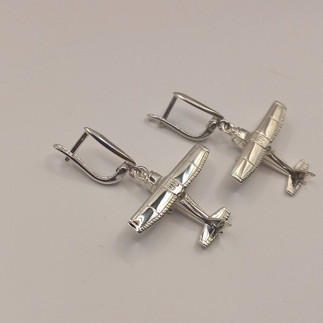 Airplane Cessna Dangle Earrings, Sterling Silver Airplane Earrings ...