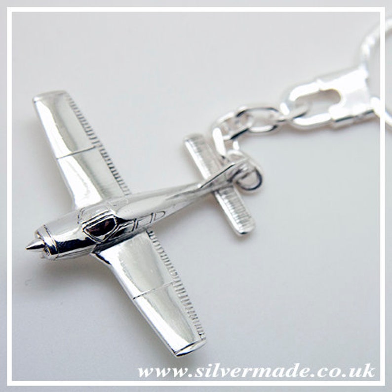 Airplane Piper PA28 Keychain , Sterling Silver 925 Keyring, Pilot Gift ...