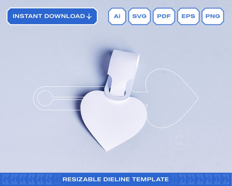 Heart Tag Template | Luggage Tag | Leather & Fabric Template | SVG for ...