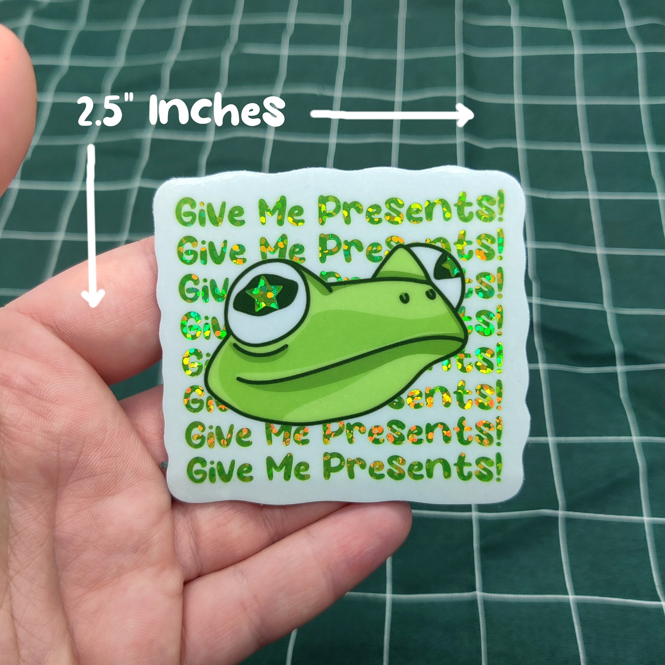 Funny Frog Sticker, Stardust Effect, Glossy Present Frog - Etsy
