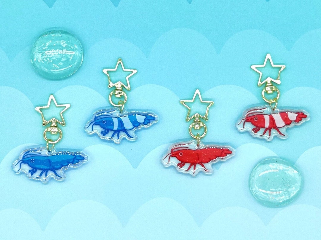 Cute Shrimp Keychains, Double-sided Acrylic, Glitter . Great for Any ...