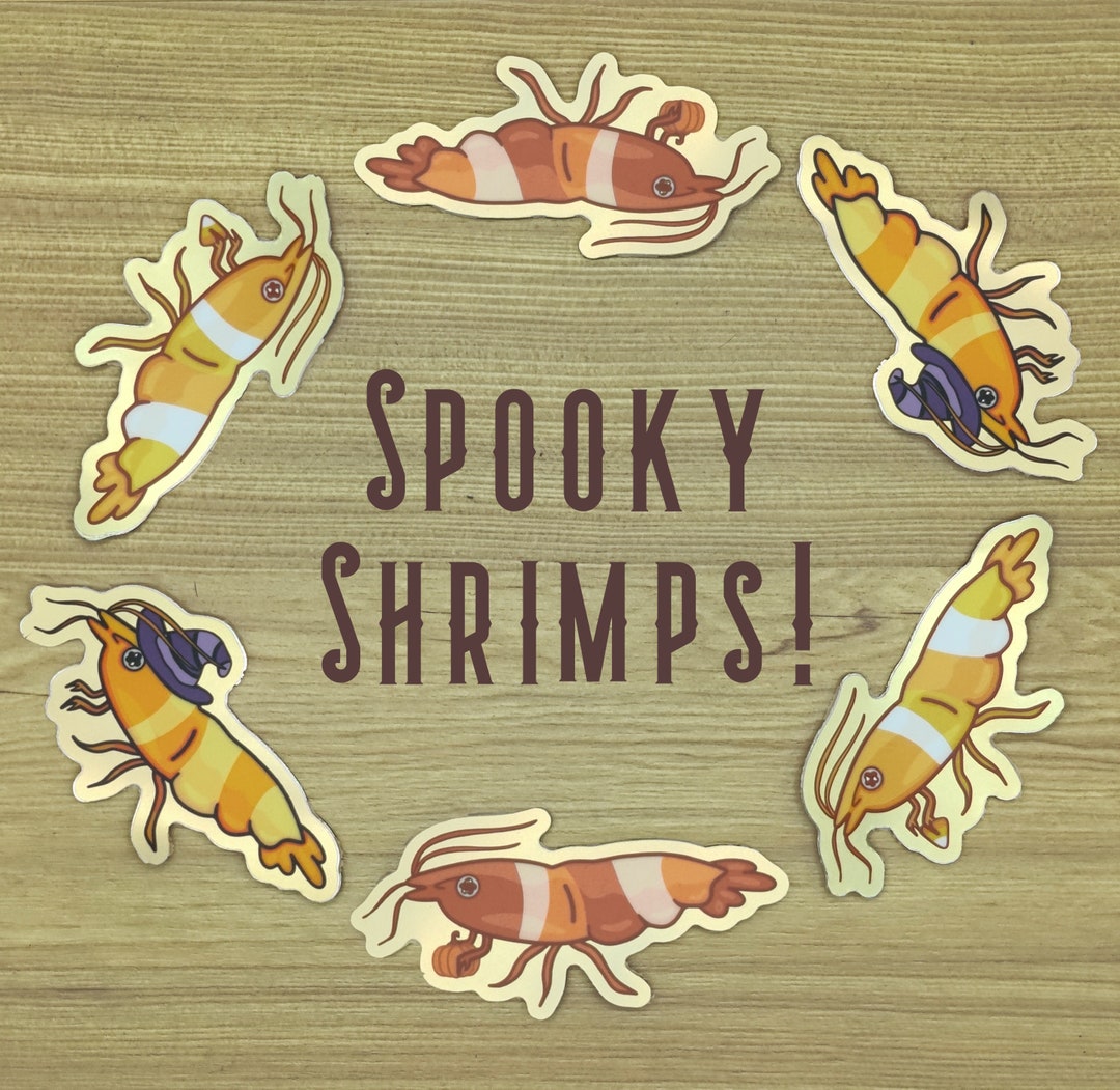 Spooky Shrimp Sticker, Witchy Halloween Vinyl Decal - Etsy