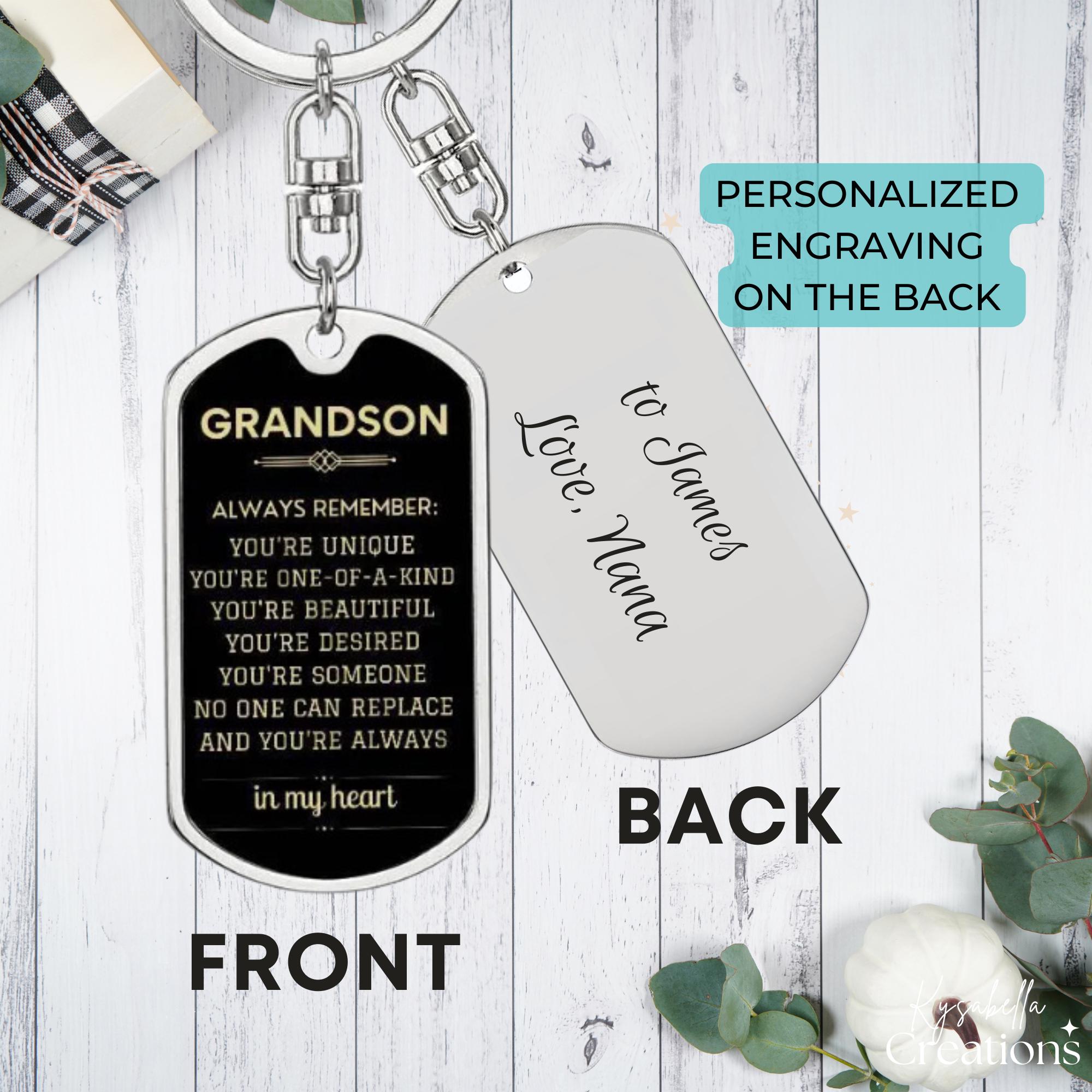 Grandson Keychain, Birthday Gift for Grandson, to My Grandson Keychain ...