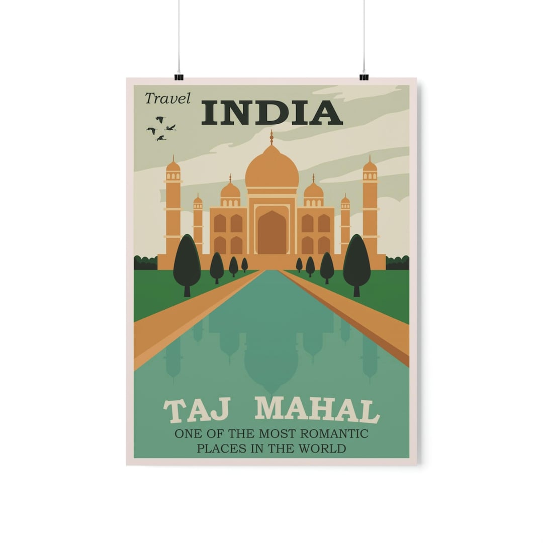 Vintage India Taj Mahal Travel Poster - Etsy