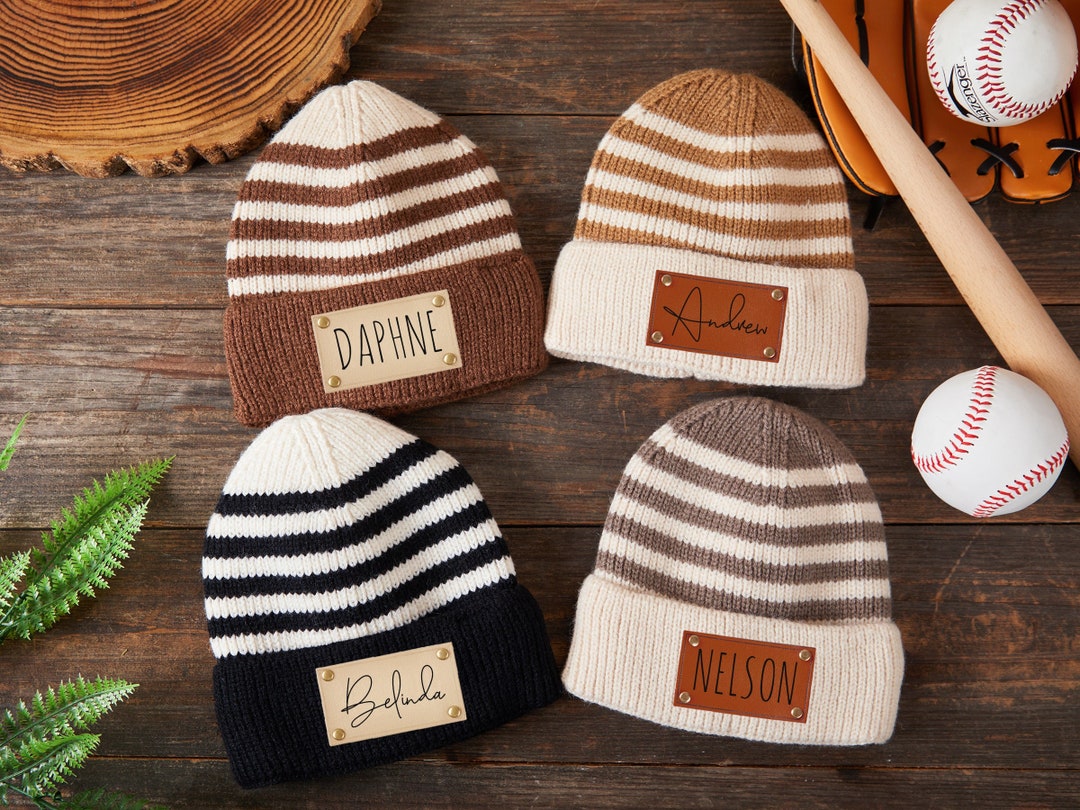 Newborn Baby Beaniesleather Patch Beanies for Baby - Etsy
