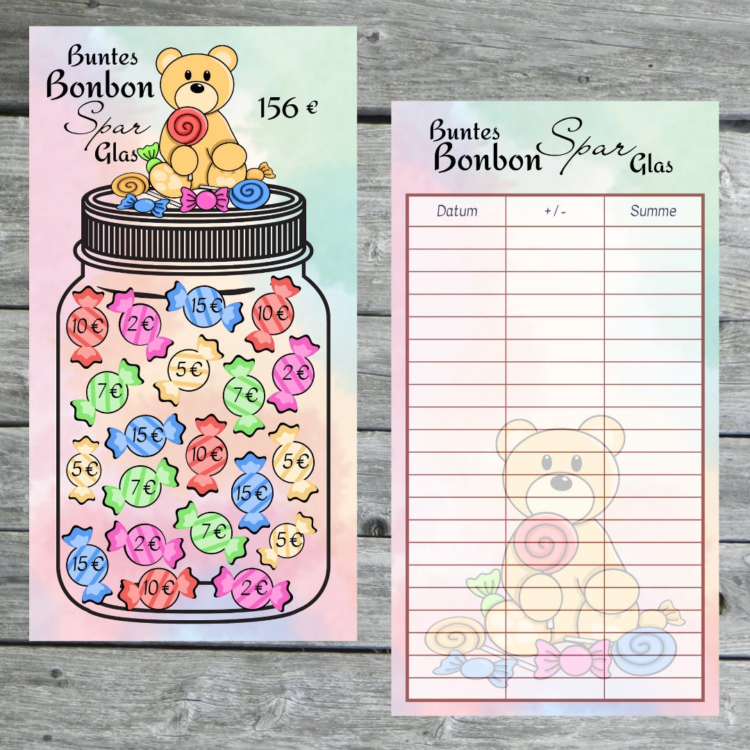 Candy Jar Challenge Savings Challenge Saving, Envelope Method A6 ...