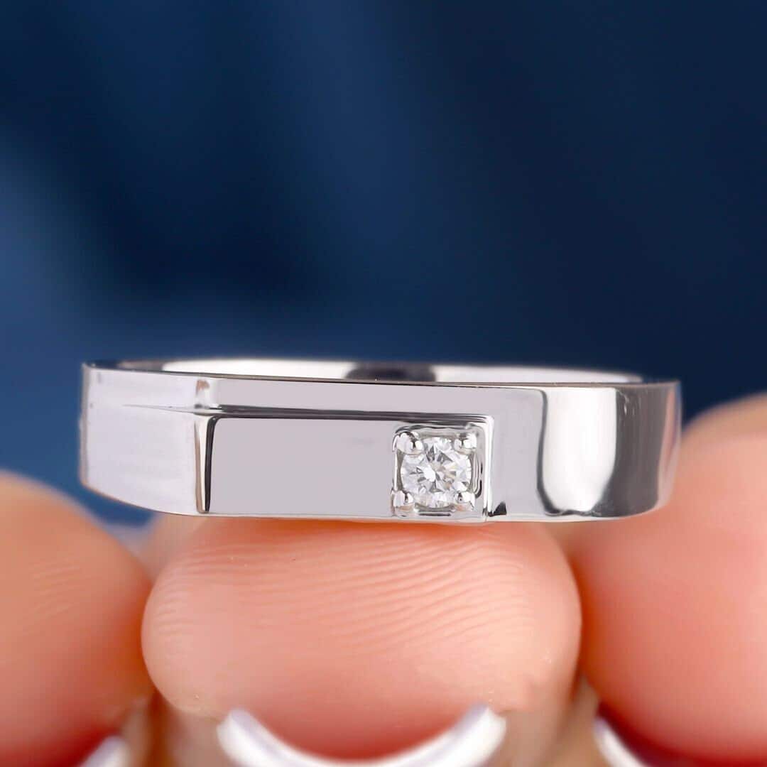 Mens Wedding Band, Diamond Mens Band, Solid 14K White Gold, Statement ...