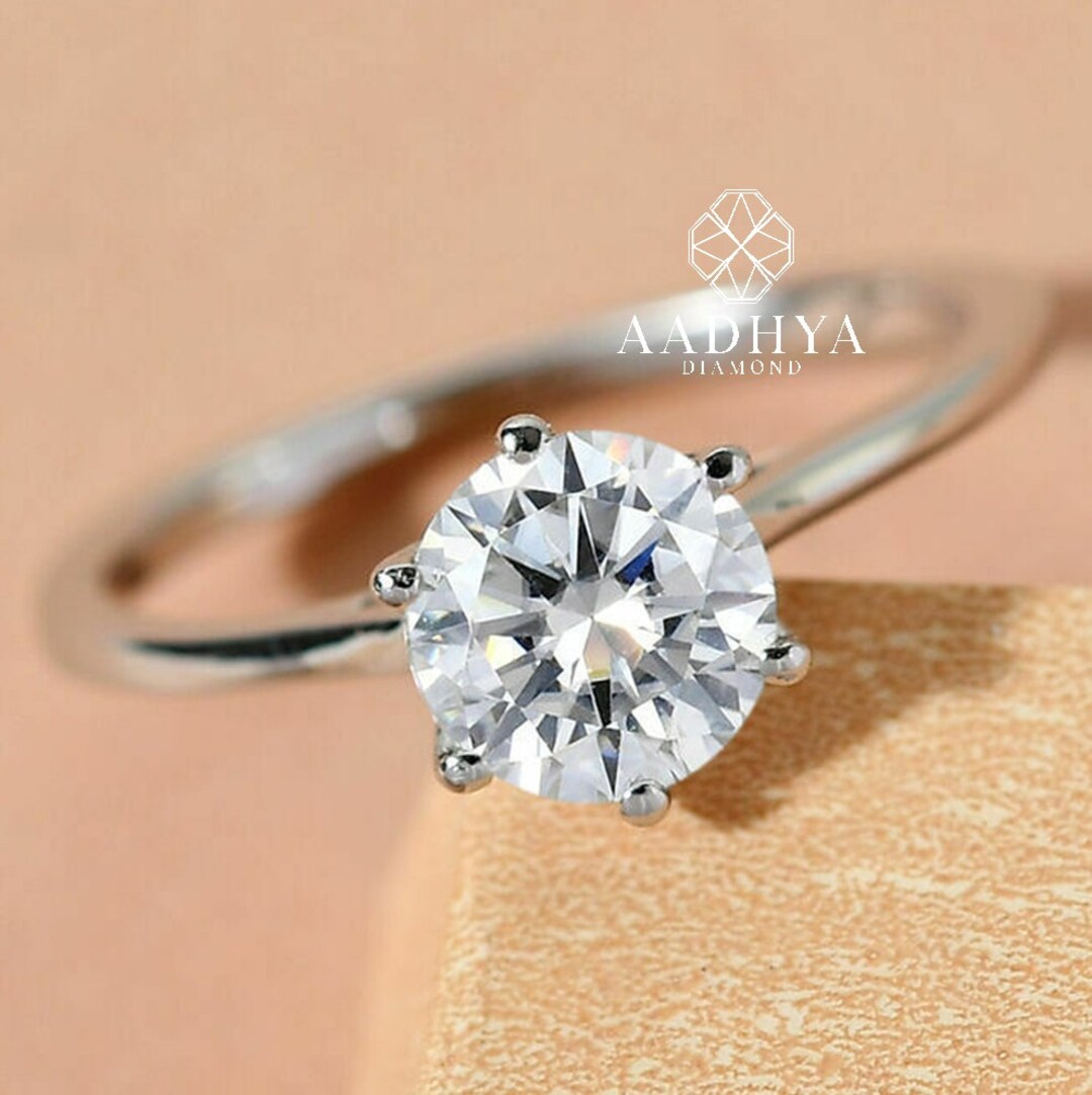 Flower Diamond Ring Unique Floral Engagement Ring 14K White - Etsy