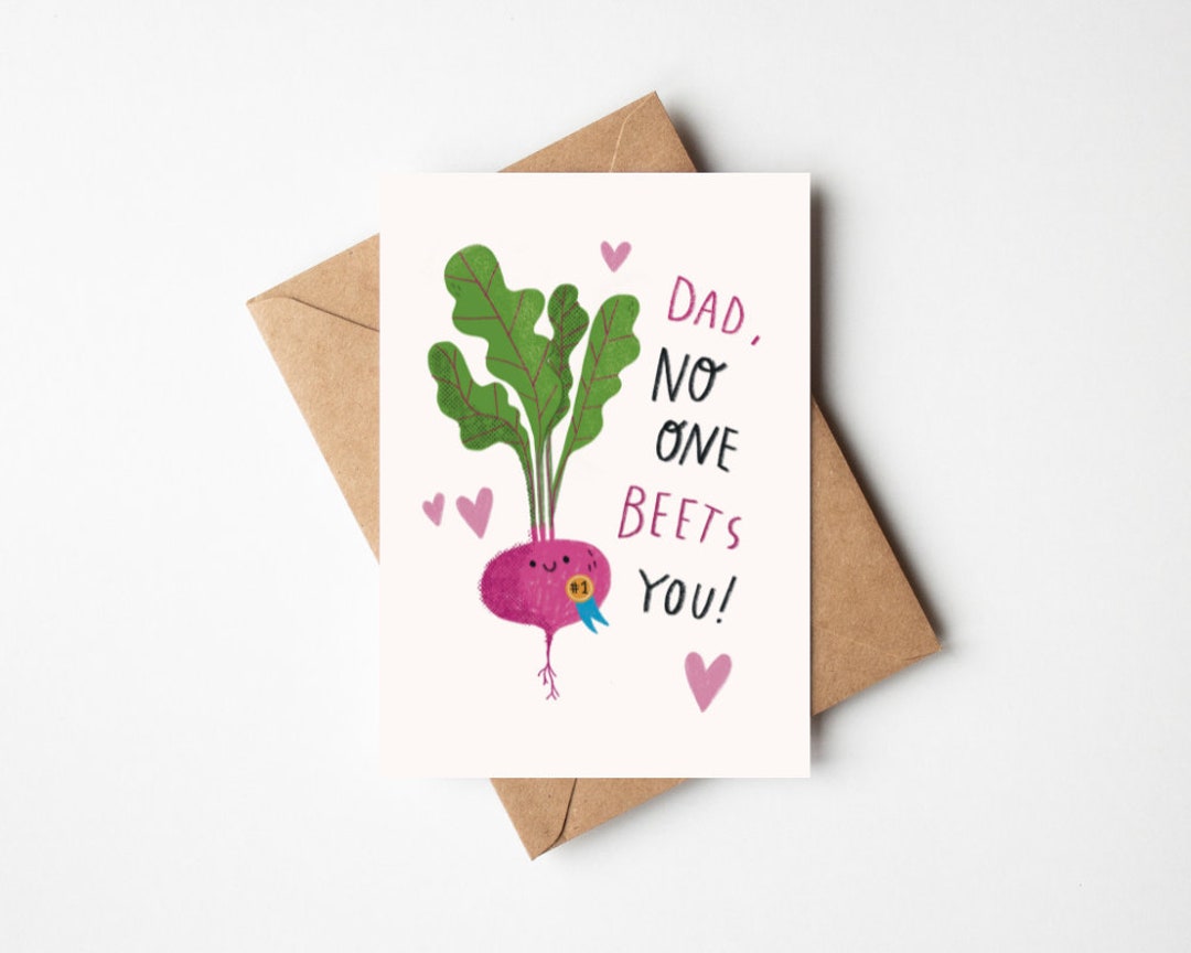 Dad No One Beats You 5x7" Cute Beet Pun Card With Kraft Envelope ...