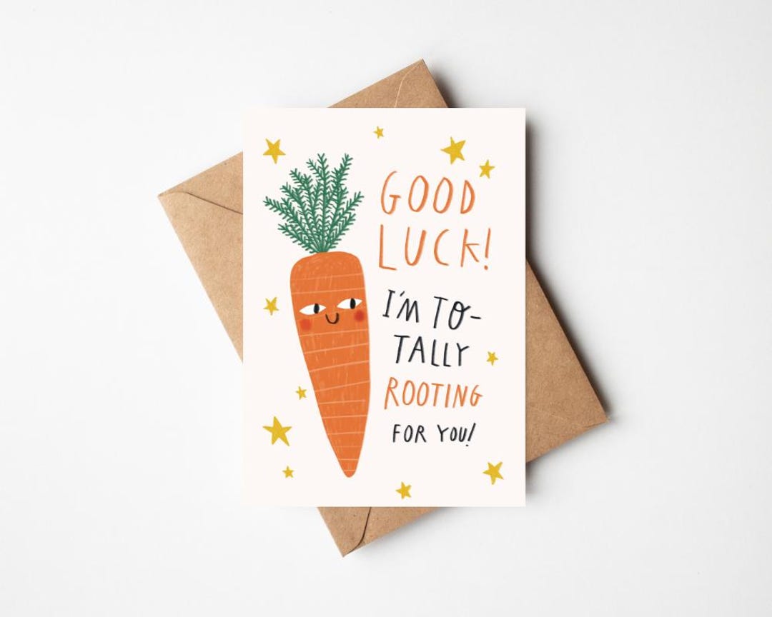 Cute Good Luck Carrot Pun Card - 5x7" With Kraft Envelope - I'm Totally ...