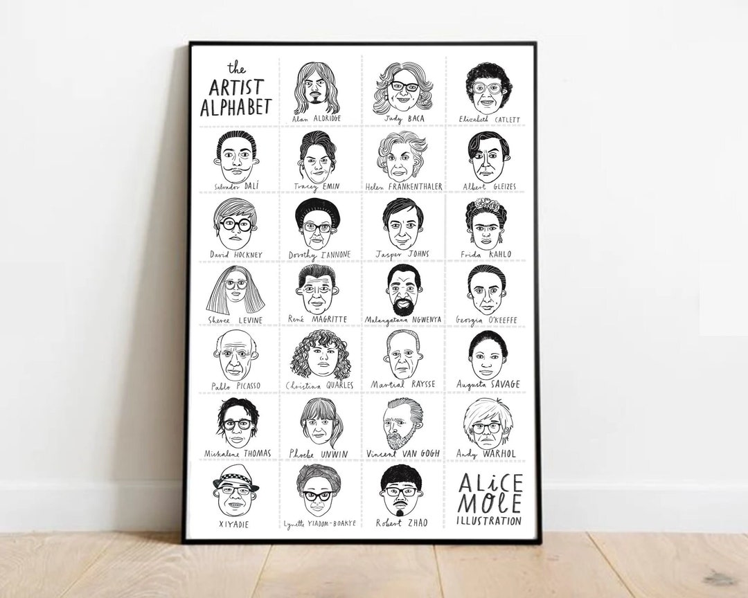 A Z Alphabet Contemporary Artists Art Print A4 A3 Artists Portraits ...