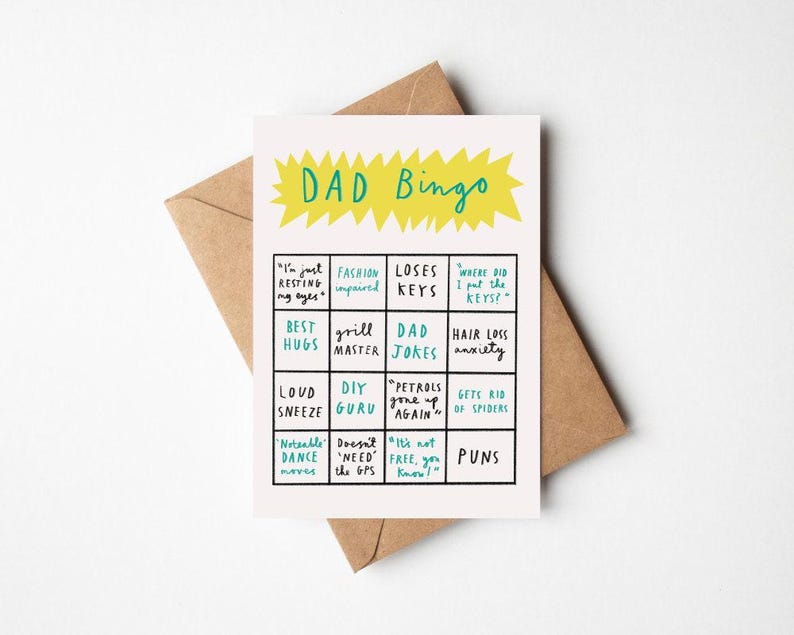Funny Dad Bingo Card: Father's Day Birthday Joke (A6 With Kraft ...