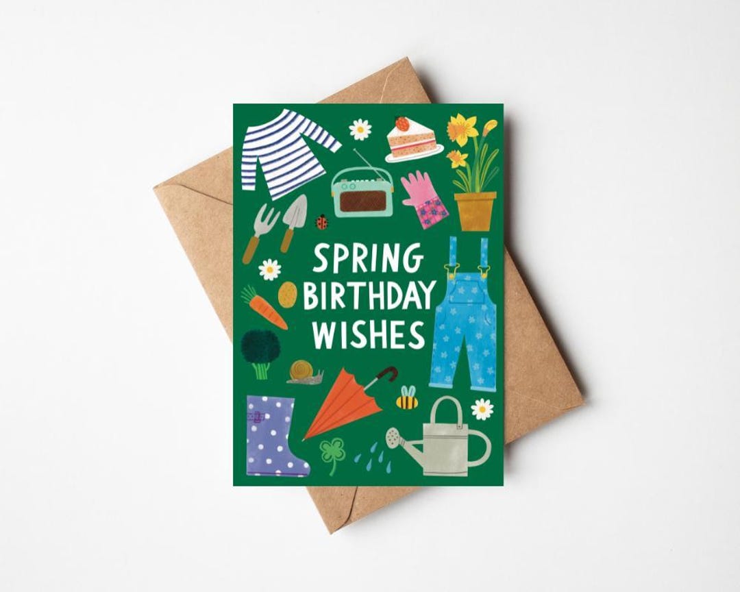 Sweet Spring Birthday Card A6 / 4.1" X 5.8" With Kraft Envelope - Cute ...