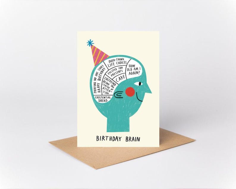 Funny Birthday Card: Phrenology Brain Diagram (A6 / 4.1" X 5.8" With ...