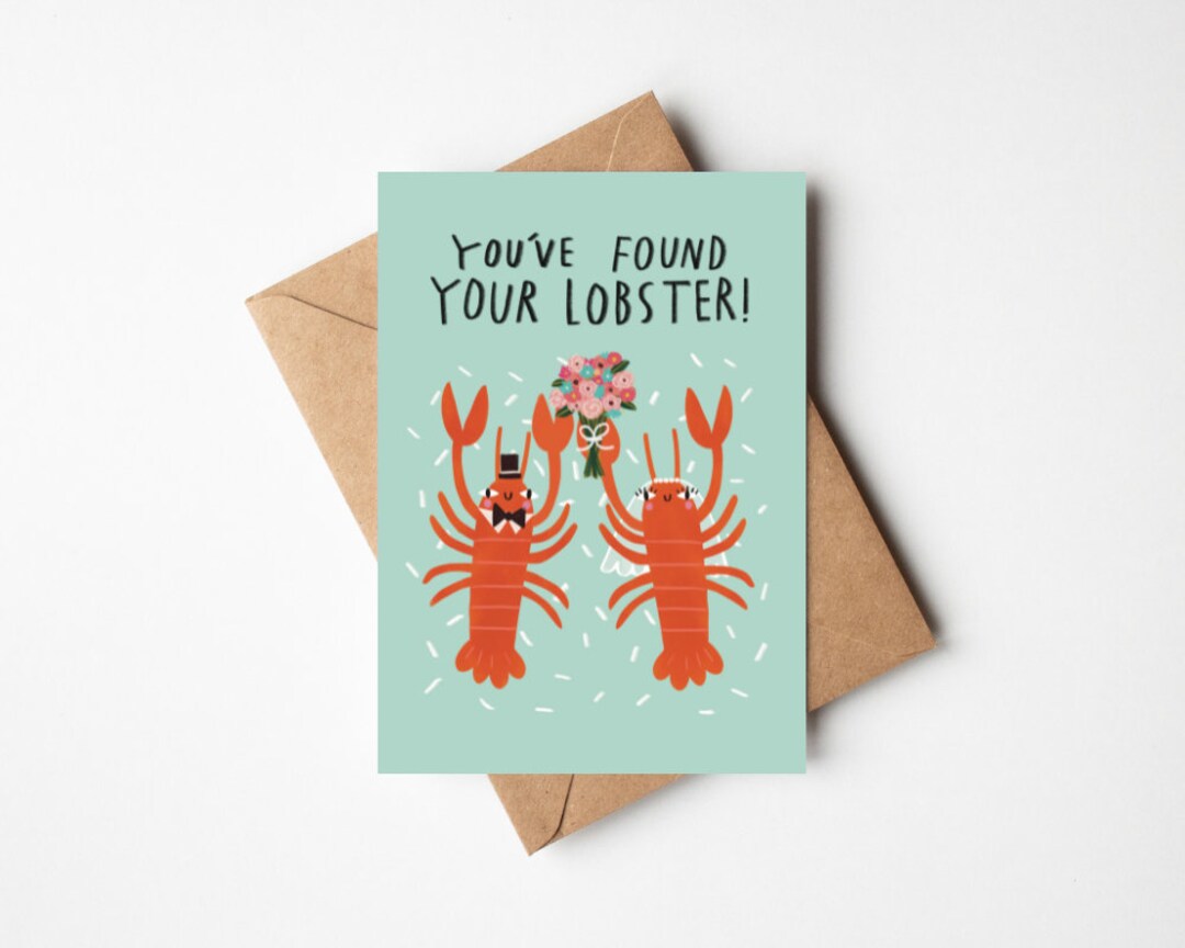 Cute Lobster Wedding Congratulations Card 5x7" With Envelope ...