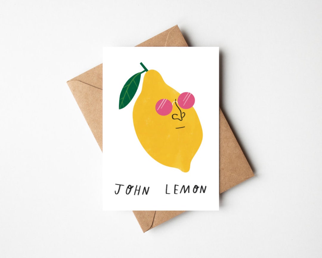 Funny John Lemon 5x7 John Lennon Card With Kraft Envelope Contemporary ...