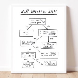 Sweary Funny Contemporary Minimamlist Typography A5/A4/A3 Fine Art ...