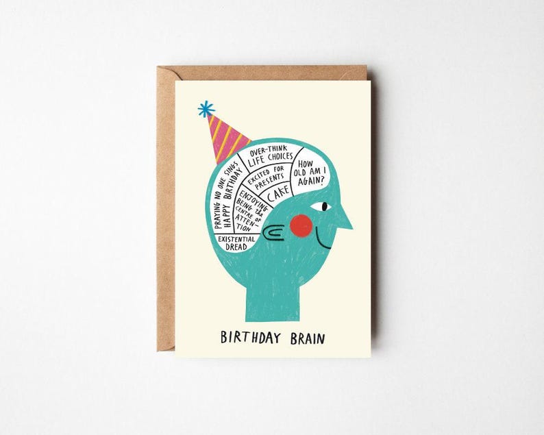 Funny Birthday Card: Phrenology Brain Diagram (A6 / 4.1" X 5.8" With ...