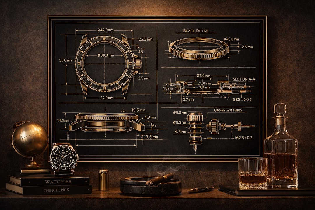 Luxury Watch Blueprint Art | Gold Swiss Engineering (digital Download ...