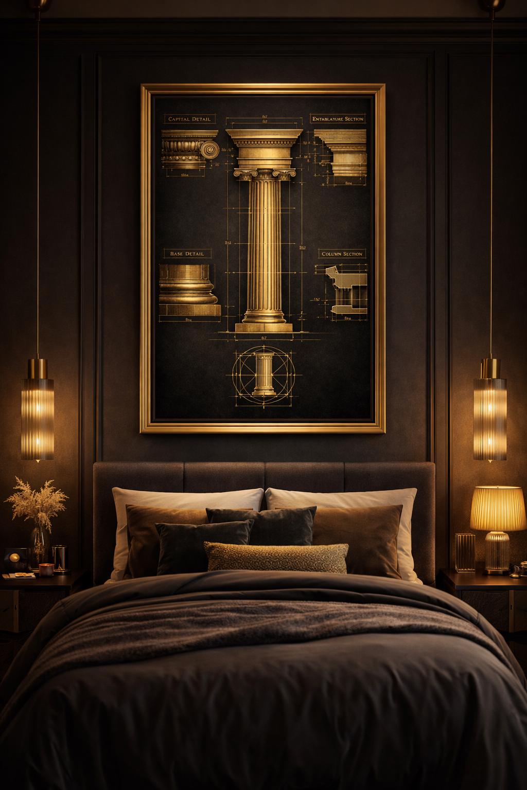 Roman Column Technical Drawing | Luxury Architectural Blueprint Wall ...