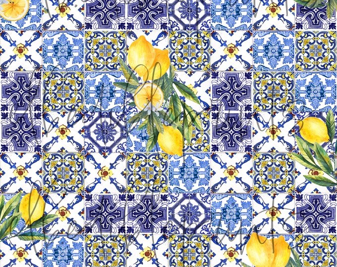 Lemon Amalfi Tile Icing Sheet, Icing Sheet, Cake Wrap/cake Toppers ...