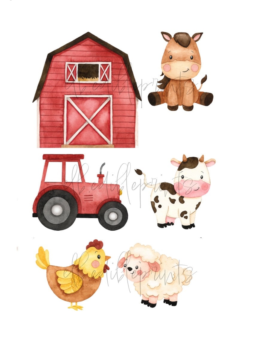 Farm Pre-cut Edible Image Toppers/ Cake Image Toppers/ Edible Cake ...