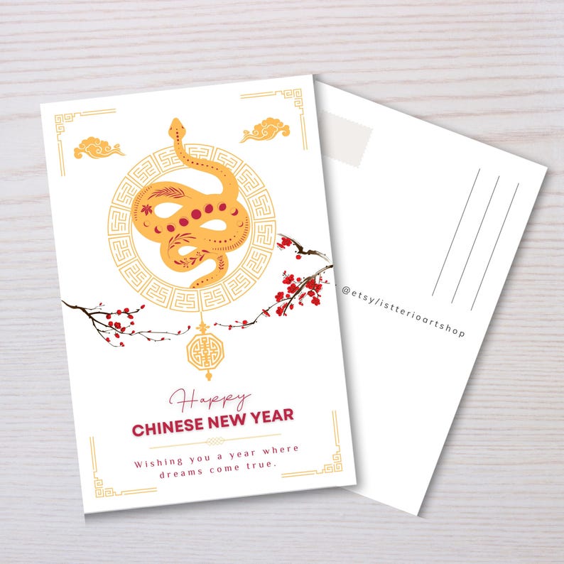 2025 Chinese New Year Postcard, 2025 Lunar New Year Postcard, Happy ...