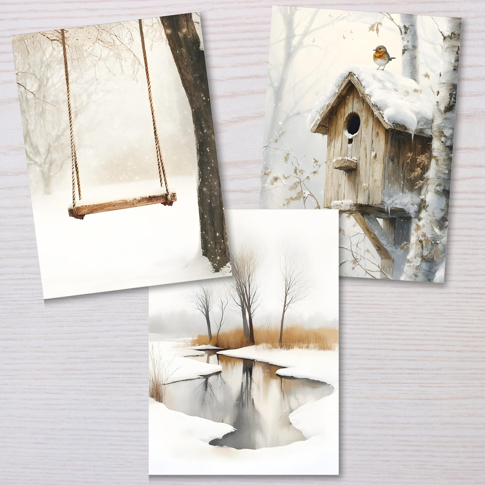 Serene Winter Landscape Greeting Card Set of 6, Peaceful Nature Scenes ...
