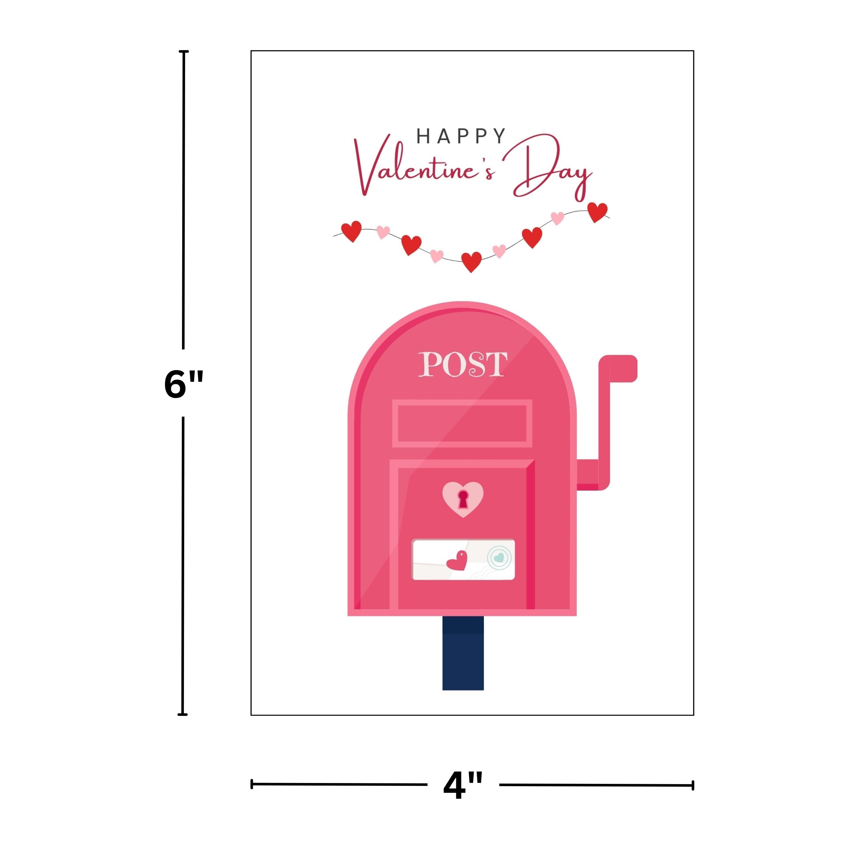 Pink Postbox Valentine's Day Postcard, Romantic Mailbox Happy Valentine ...