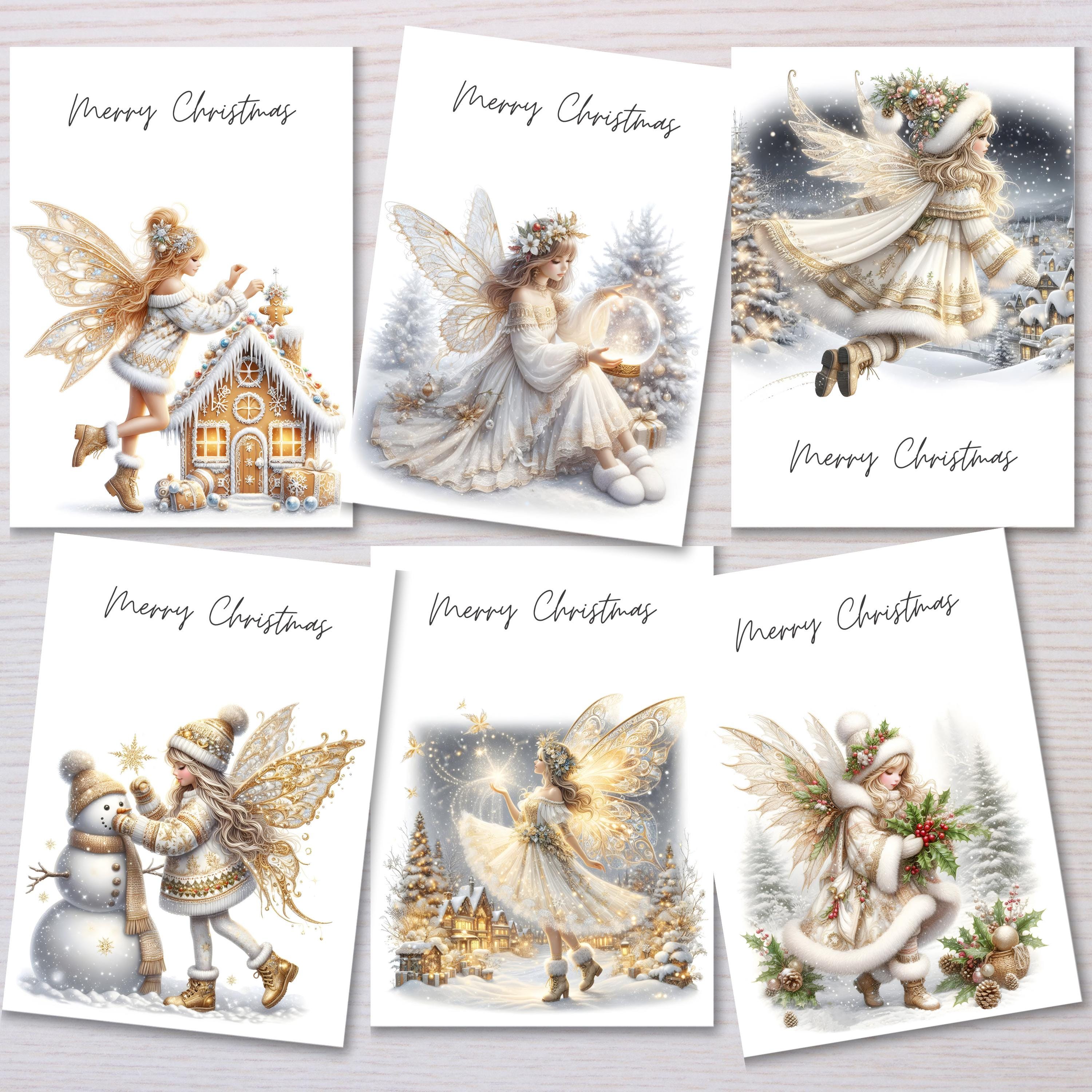Christmas Fairy Card Set of 6, Whimsical Holiday Greeting Cards With ...