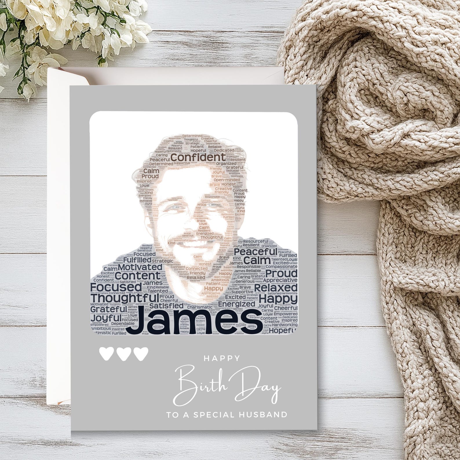 Personalized Photo Word Cloud Birthday Card - Etsy