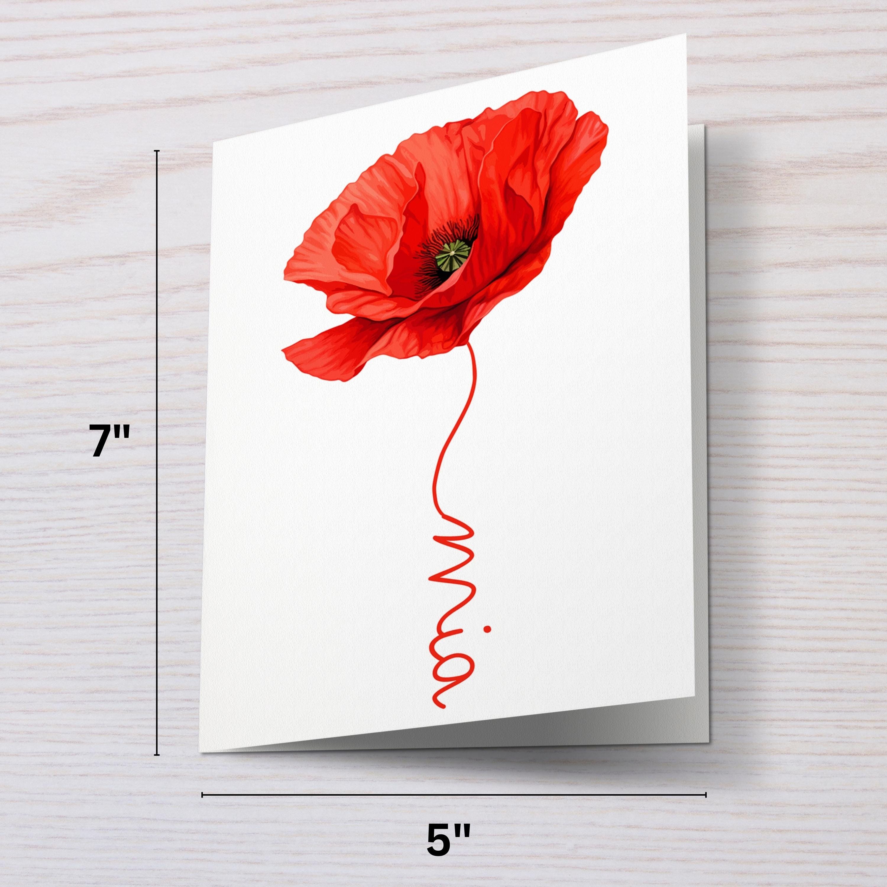 Personalized Poppy or Gladiolus Card, August Birth Flower, Custom Name ...