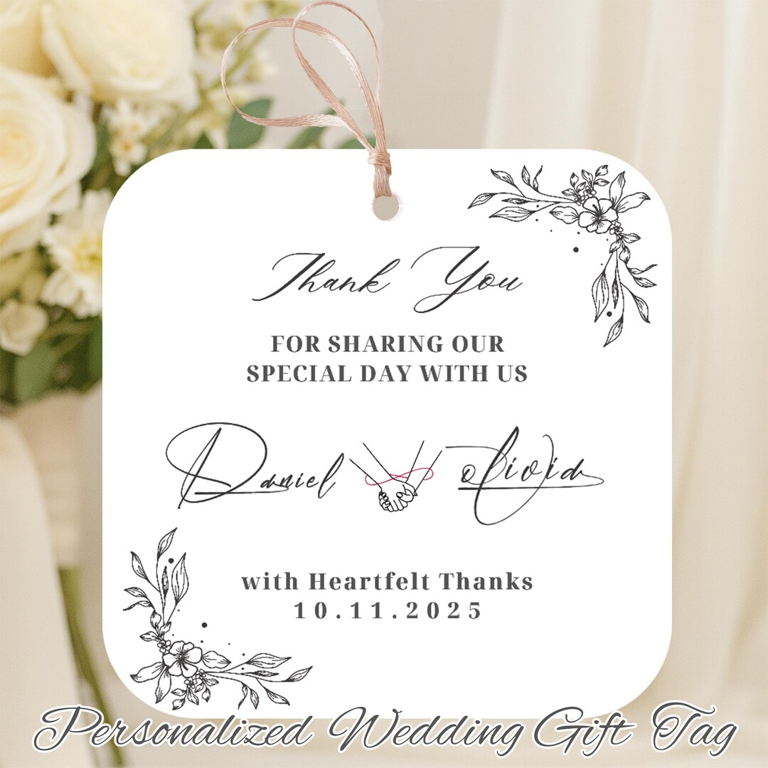 Personalized Wedding Favor Tags, Floral Thank You Gift Tags - Etsy