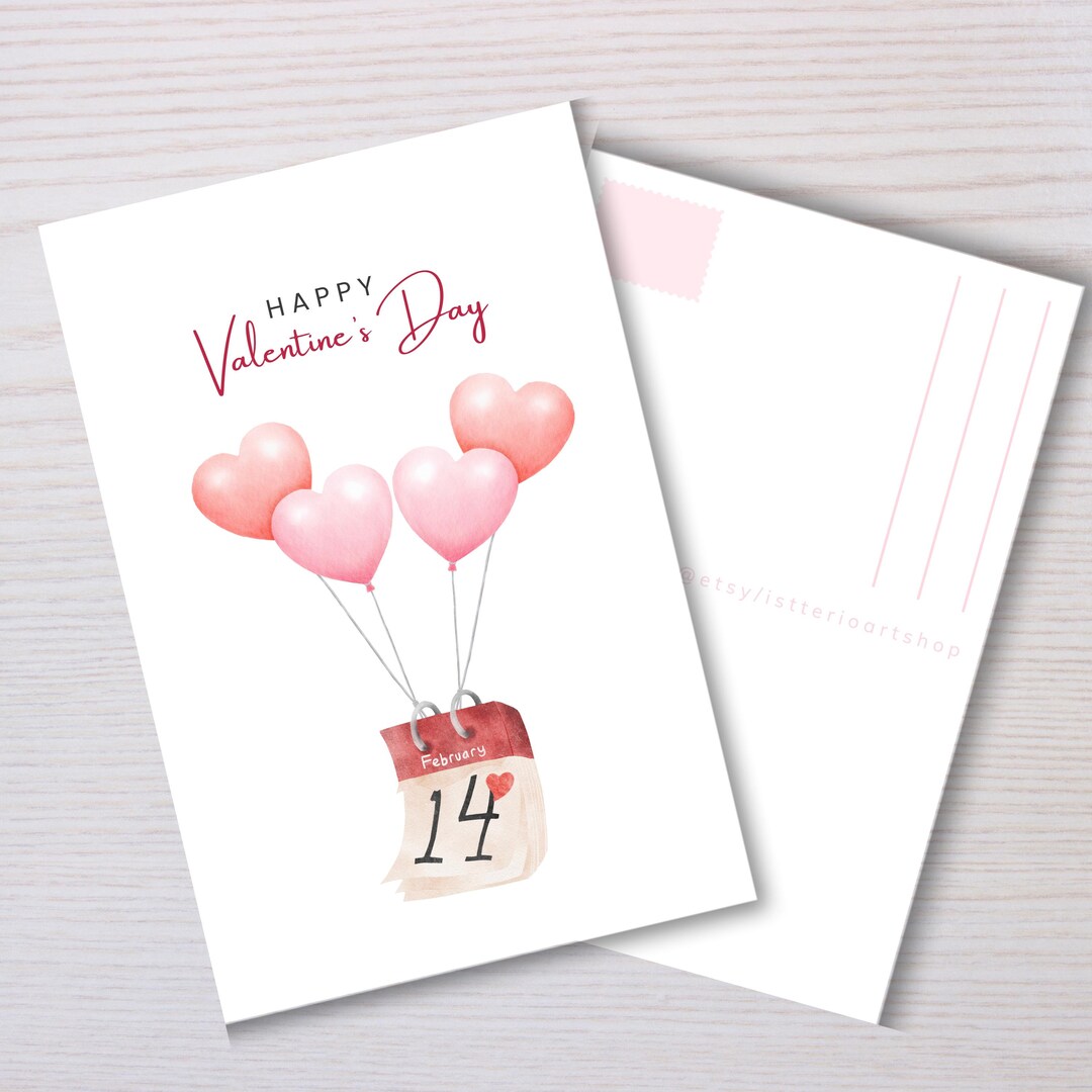 Happy Valentine's Day Postcard, Happy Valentine's Day Greeting Card ...