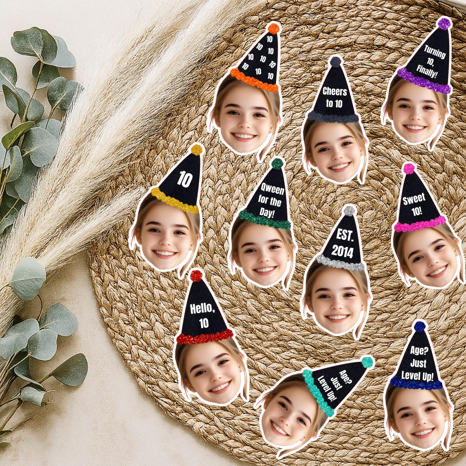 Custom Face Confetti Stickers, Personalized Birthday Hat Sticker - Etsy