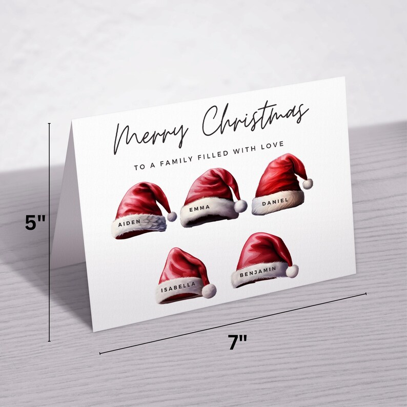 Personalized Family Christmas Card – Custom Santa Hat Couple Holiday ...