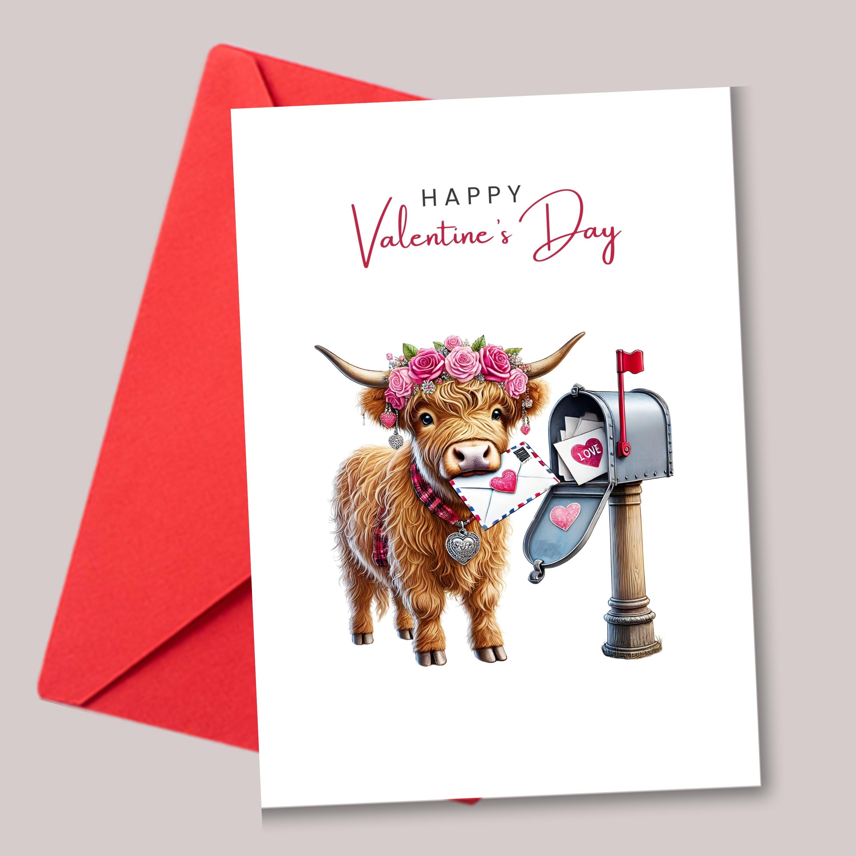 Highland Cow Valentine's Day Cards Set, Rustic Farm Love Notes - Etsy