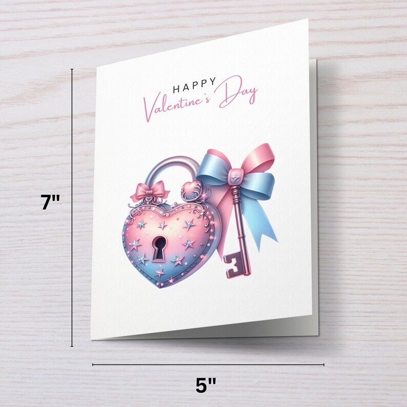 Romantic Valentines Day Card With Heart Lock and Key, Heart Lock & Key ...