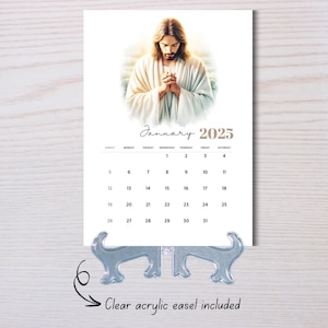 2025 Christian Calendar With Praying Jesus, Monthly Calendar, Mini ...