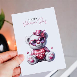 Cute Teddy Bear Valentine’s Day Card, Adorable Love Greeting Valentines ...