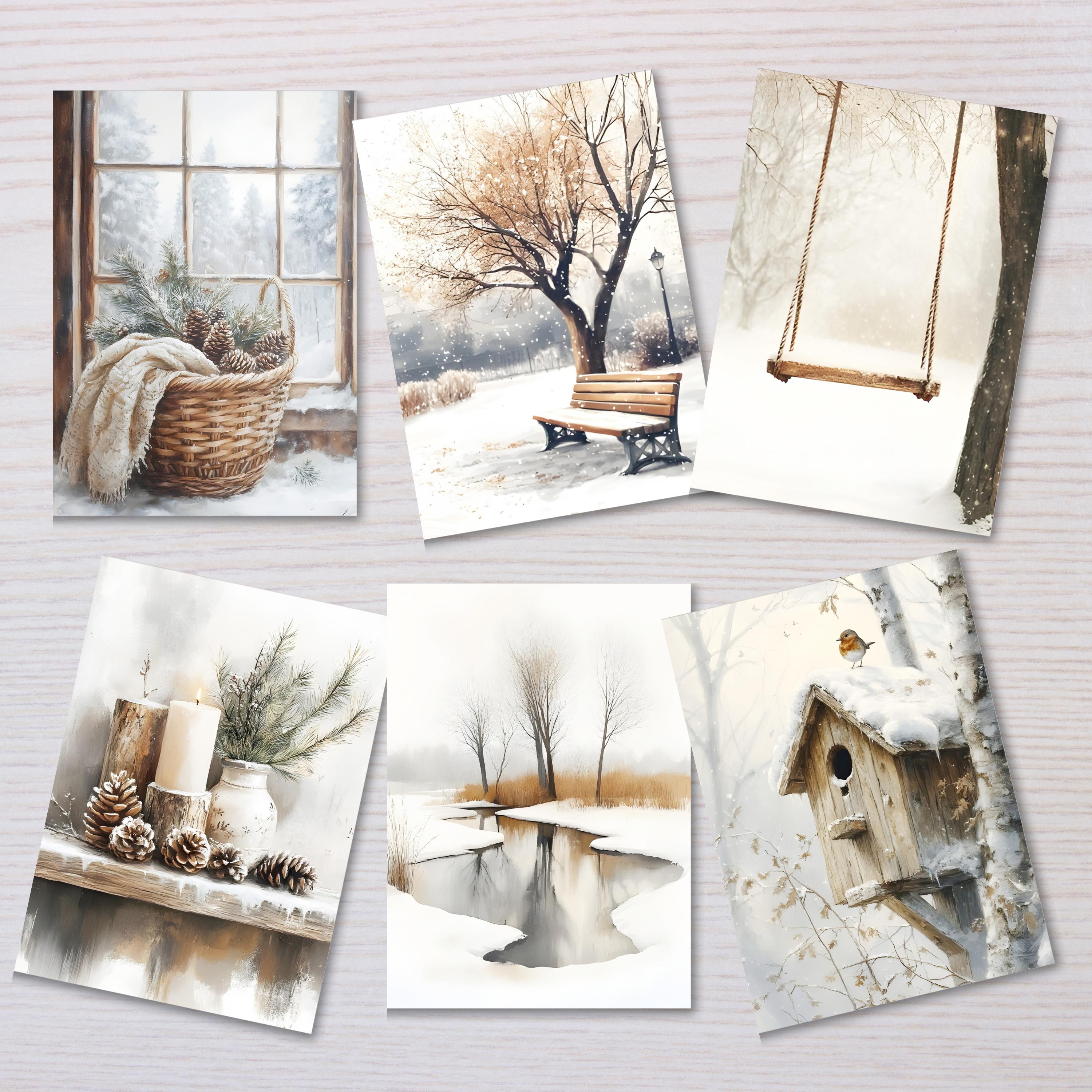 Winter Landscape Greeting Card Set, Minimalist Holiday Cards, 5x7 ...