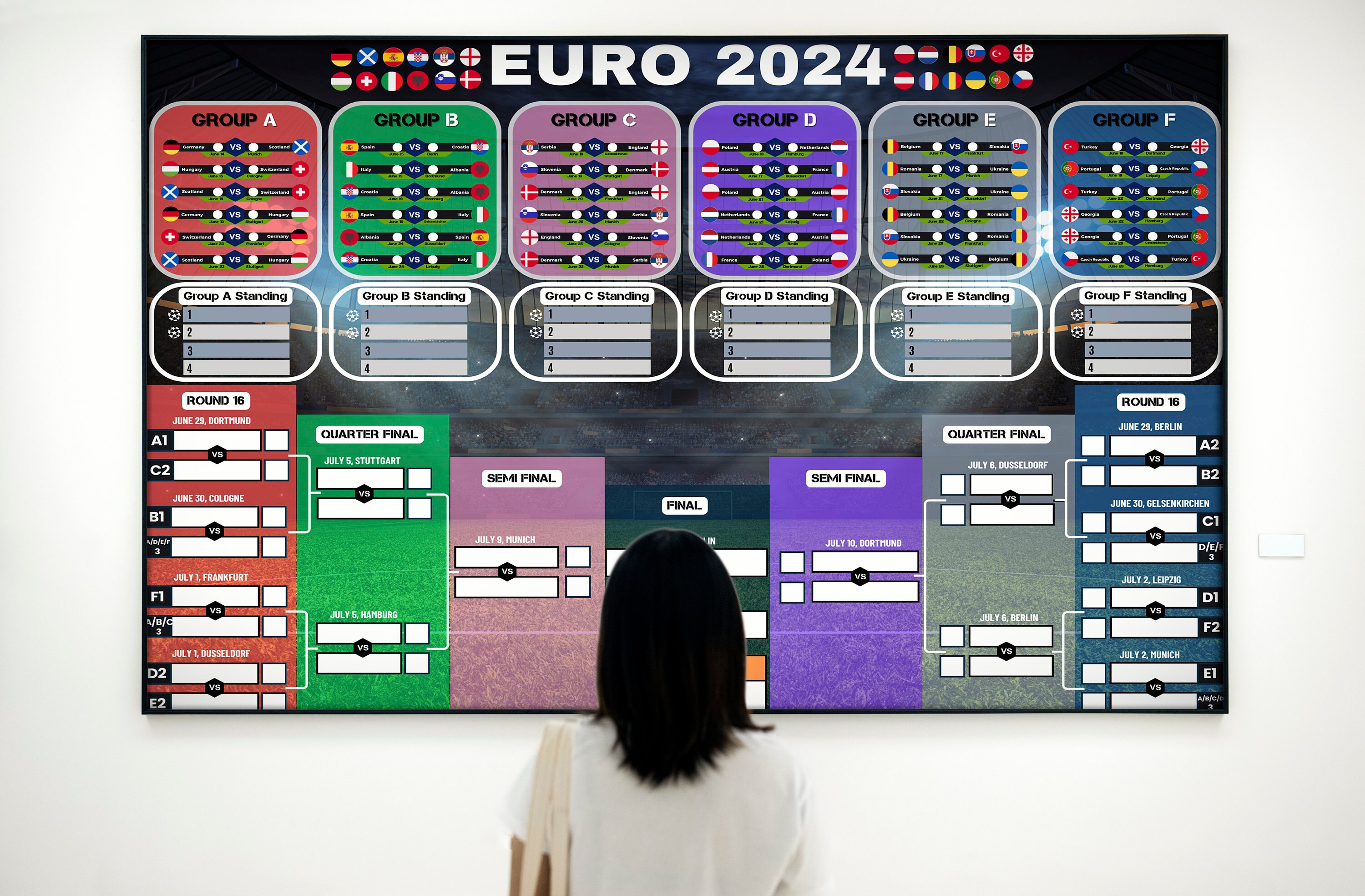 EURO 2024 Wall Chart A0 & A2 Size Available, Euro 2024 Schedule, Euro ...