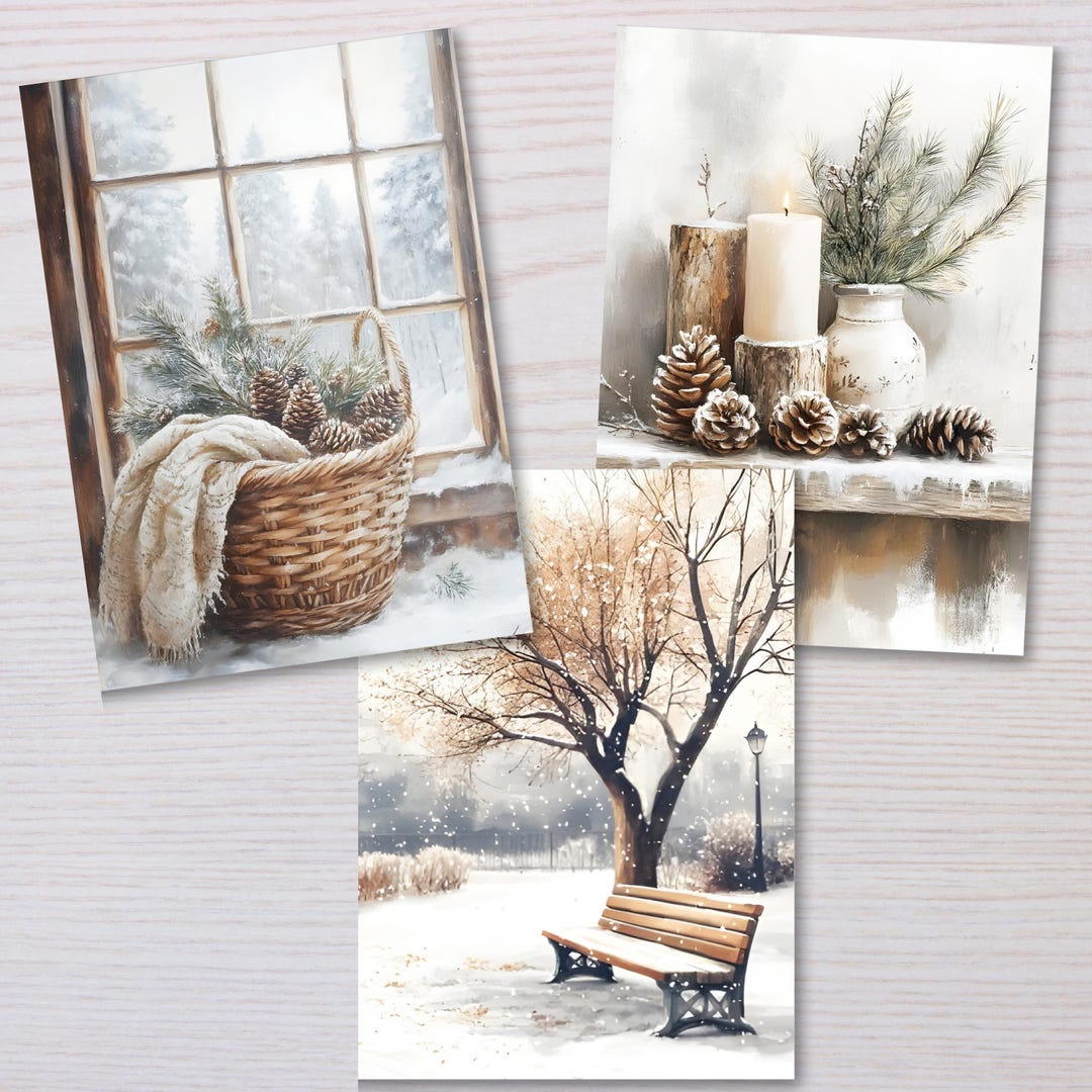 Serene Winter Landscape Greeting Card Set of 6, Peaceful Nature Scenes ...