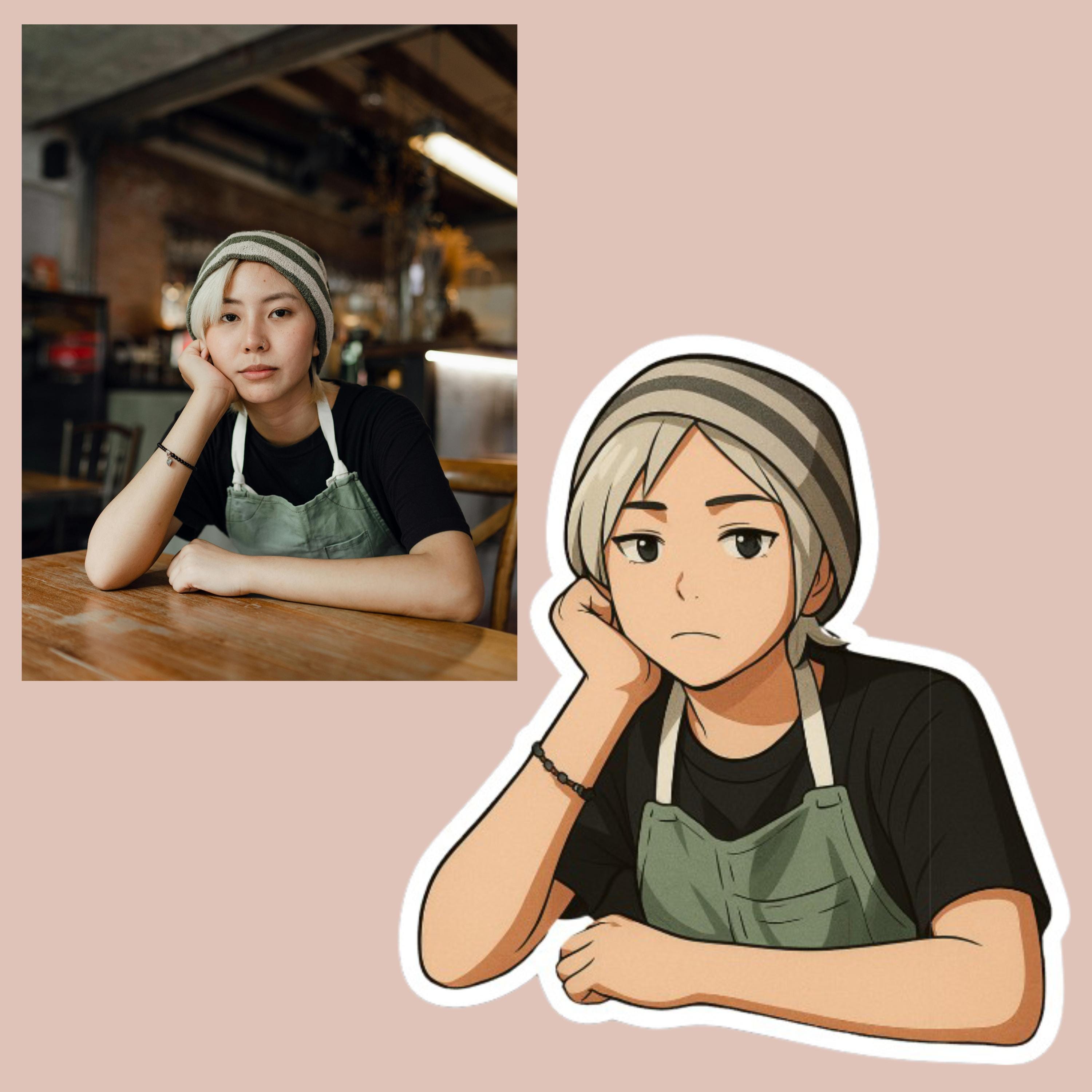 Custom Cartoon Portrait Sticker – Personalized Anime Style Vinyl Decal ...