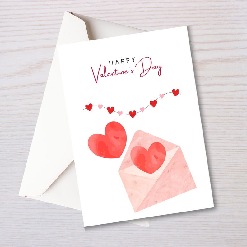 Romantic Valentines Day Card With Heart Envelope, Heart-themed ...