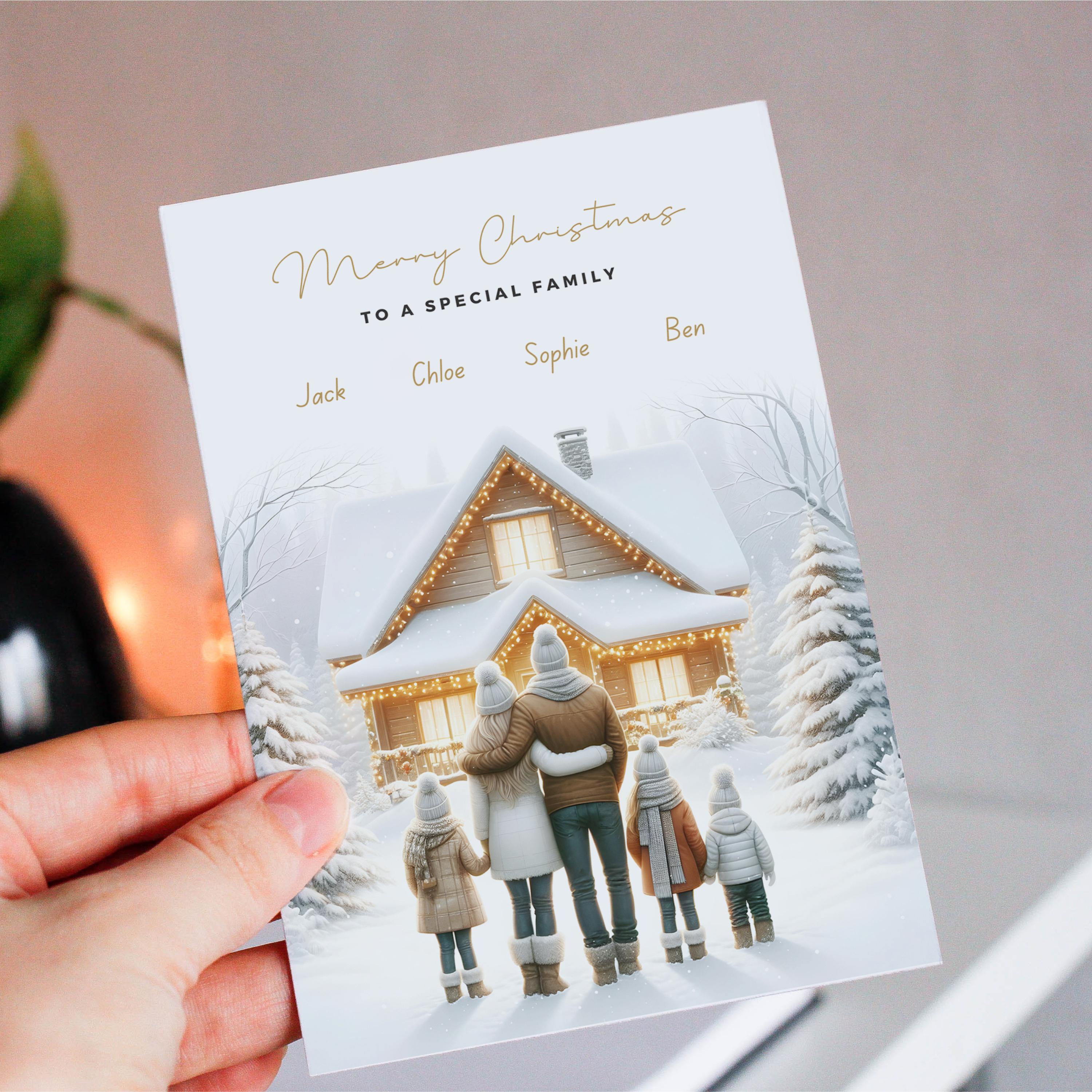 Personalized Family Christmas Card With Name, Custom Family of Five ...