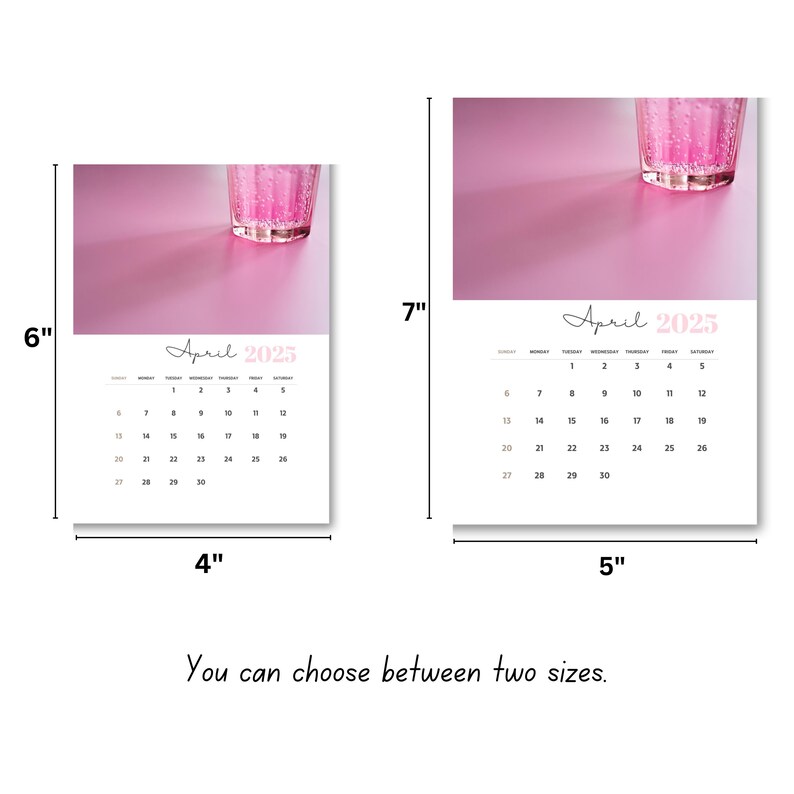 2025 Calendar With Easel, Pink Aesthetic Calendar, Personalize Calendar ...