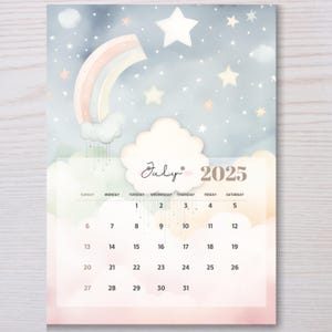 2025 Whimsical Pastel Rainbow Calendar, Adorable Pastel Desk Calenda ...